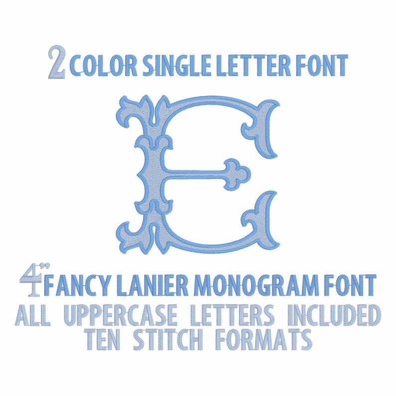 Lanier Monogram Font: 4" Two-color Embroidery Design (10 Formats) - Etsy