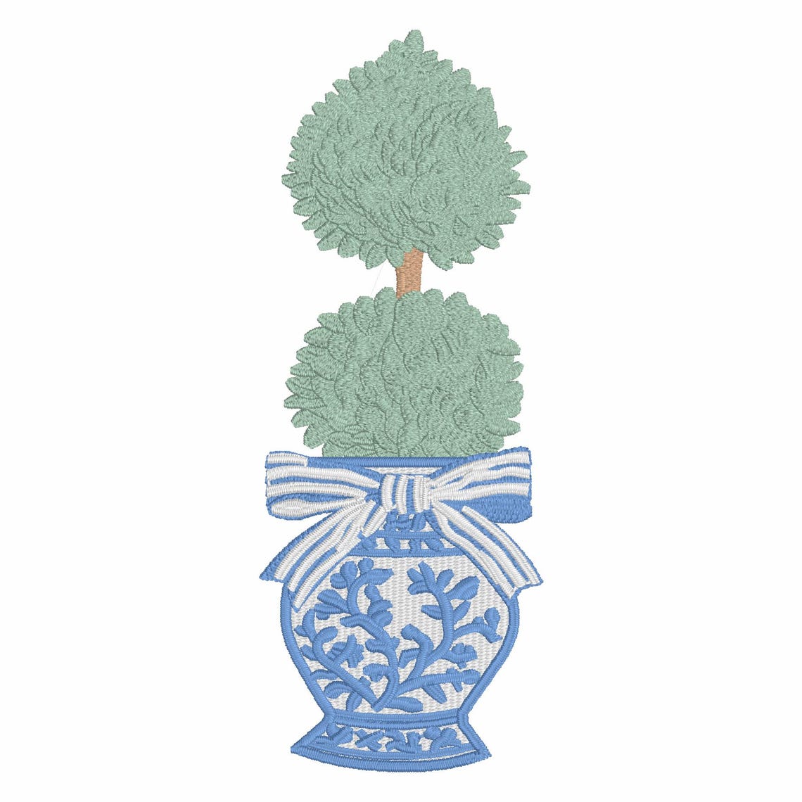 Chinoiserie Ginger Jar Topiary Embroidery File: Coquette Bow Design ...