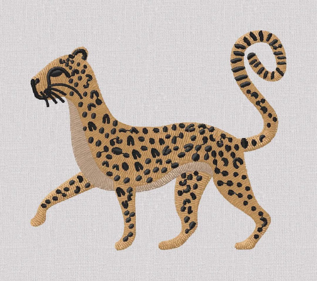 Walking Cheetah Embroidery Design: (4x4 Hoop, Instant Download, 10 ...