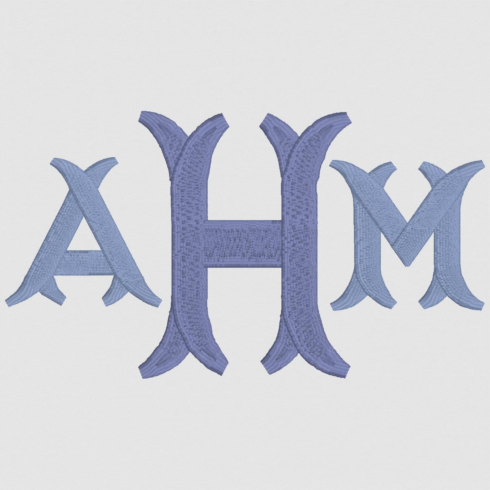 Classic Fishtail Embroidery Monogram Font: 1 Inch & 2 Inch (10 Stitch ...