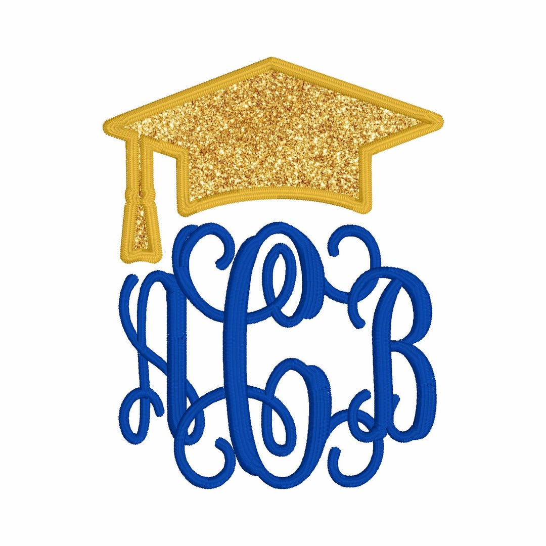 Graduation Cap Appliqué Embroidery Design: 4 Sizes, 9 Formats (digital ...