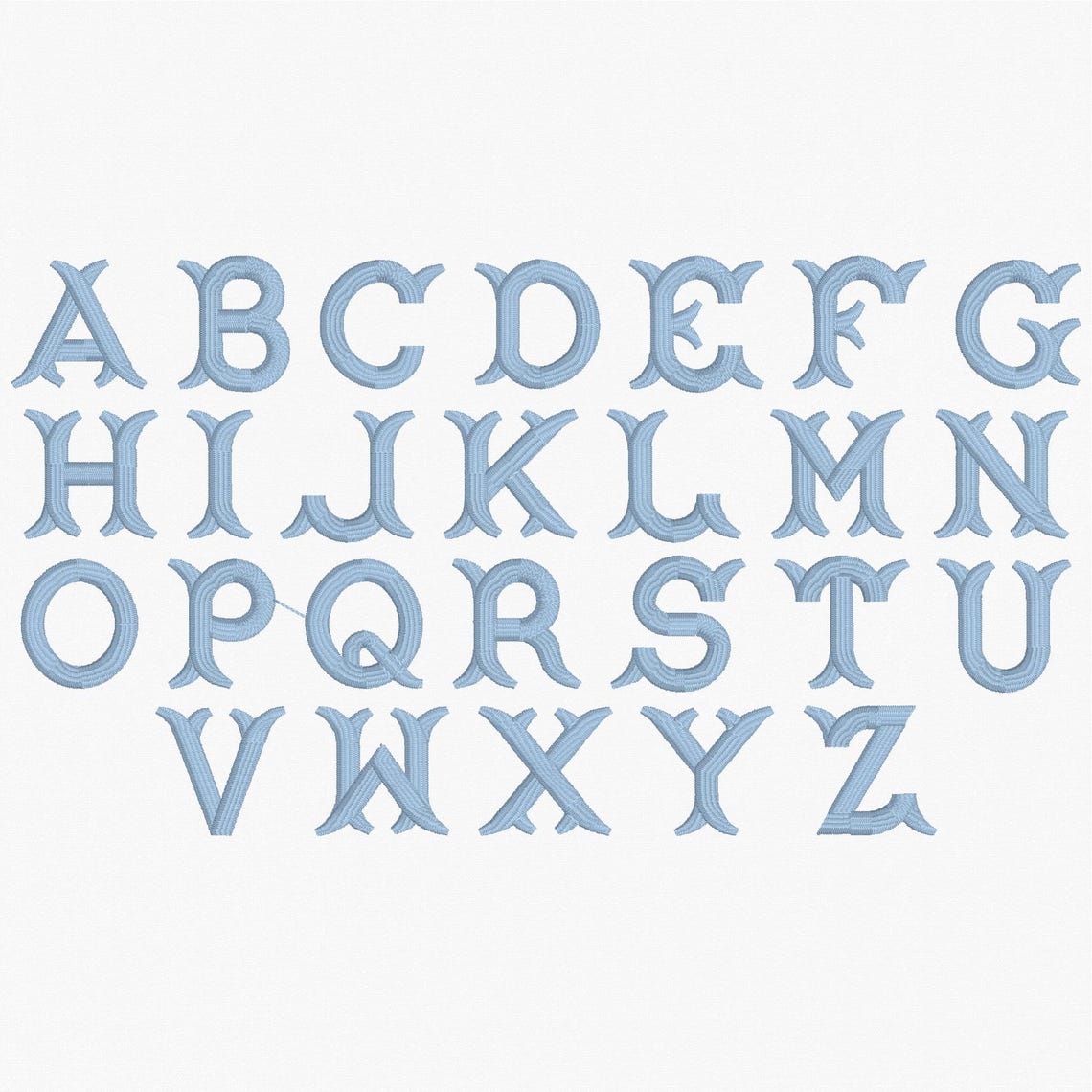 Classic Fishtail Embroidery Monogram Font: 1 Inch & 2 Inch (10 Stitch ...