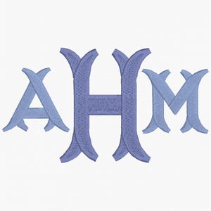 Classic Fishtail Embroidery Monogram Font: 1 Inch & 2 Inch (10 Stitch ...