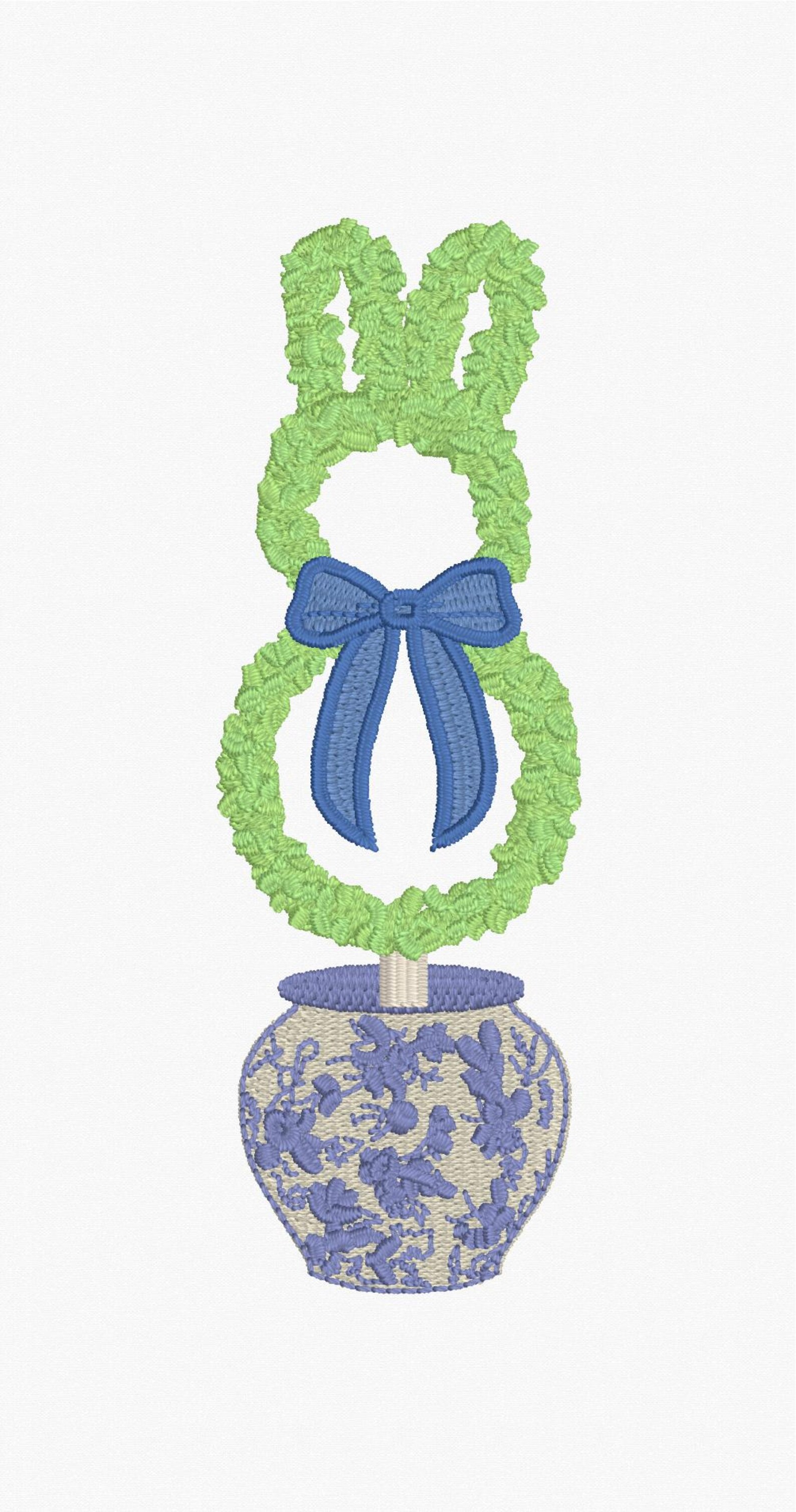 Chinoiserie Bunny Topiary Embroidery Design: 9 Stitch Files, Instant ...