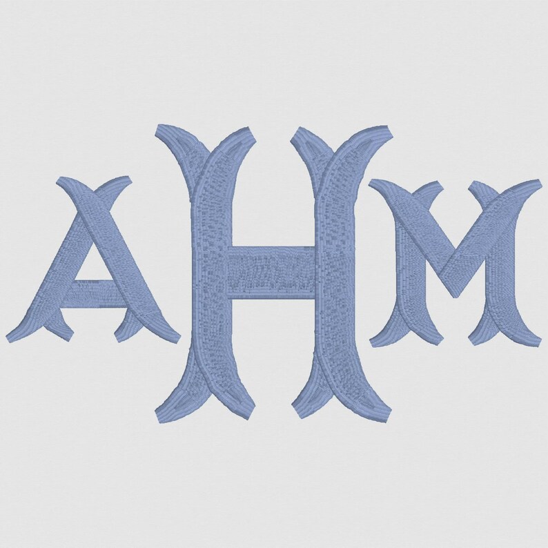 Classic Fishtail Embroidery Monogram Font: 1 Inch & 2 Inch (10 Stitch ...
