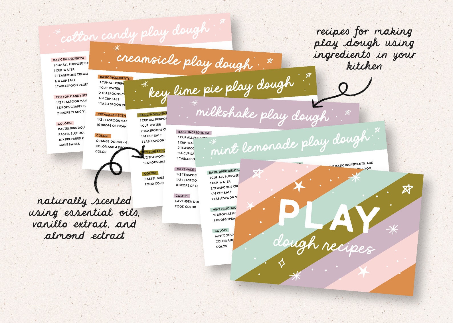 Download Print Play Dough Recipes and Stickers Etc. | Etsy