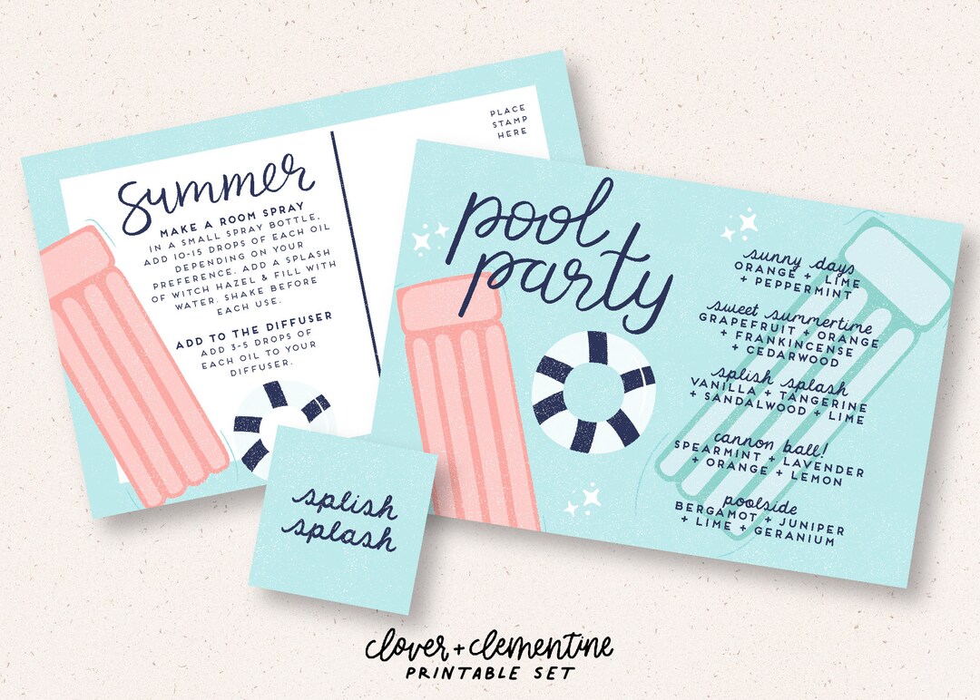 Download + Print | "pool Party" Card and Label Set | Summer Blends ...
