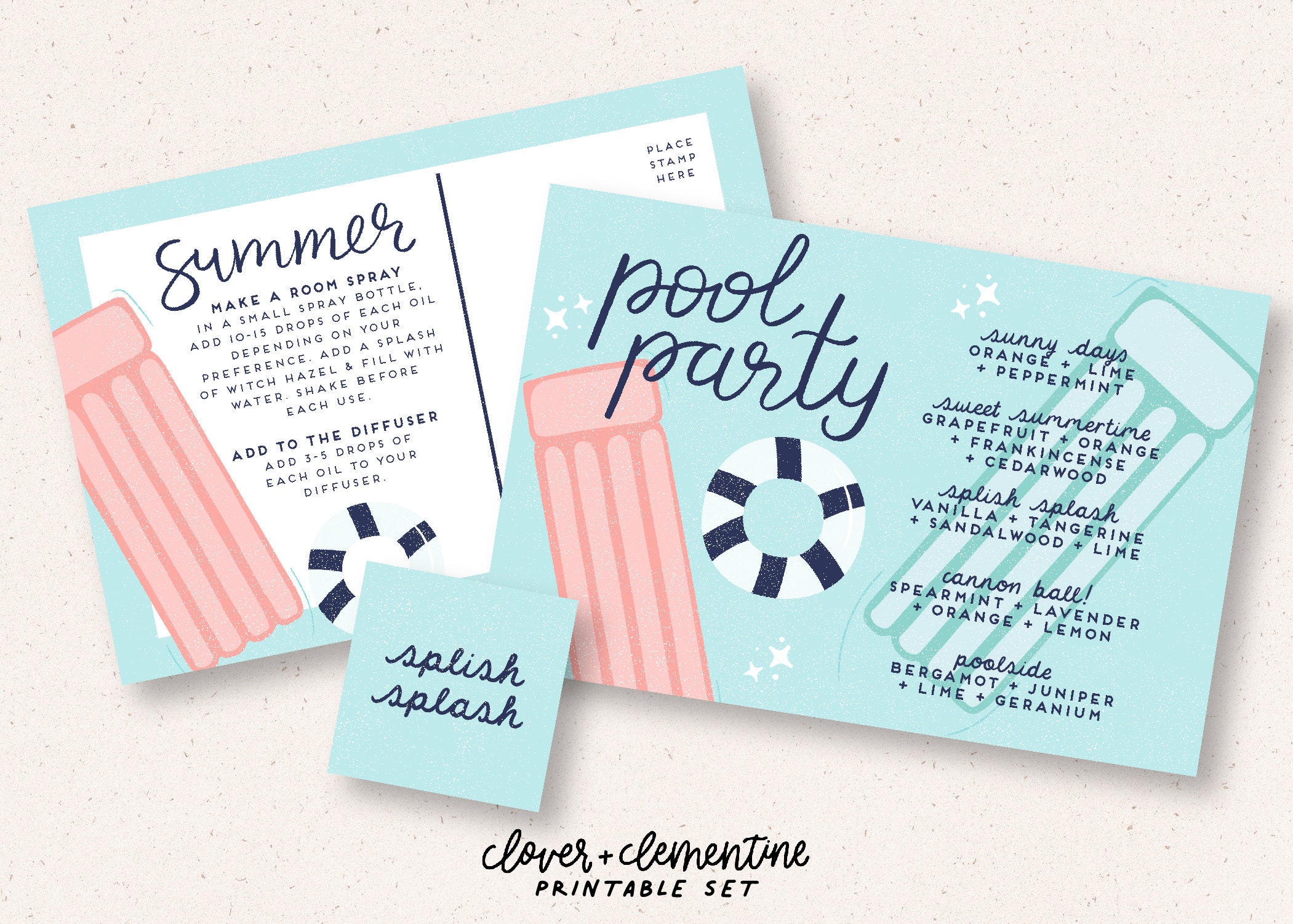 Download + Print | "pool Party" Card and Label Set | Summer Blends ...