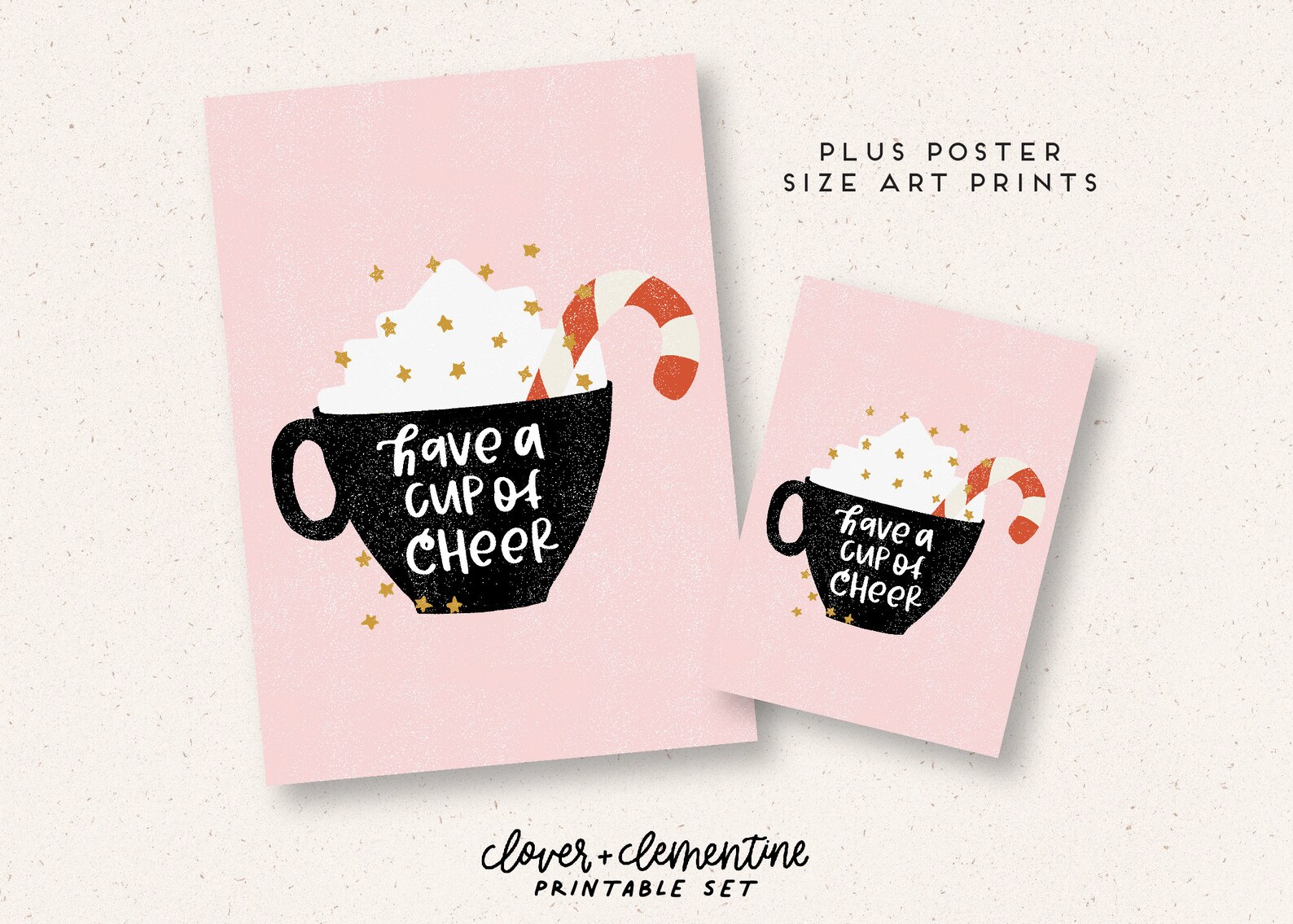 Download Print cup of Cheer Postcard and Label - Etsy
