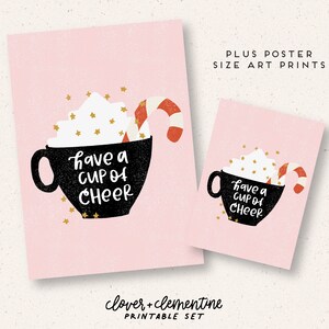 Download + Print | "cup of Cheer" Postcard and Label Set | Christmas ...