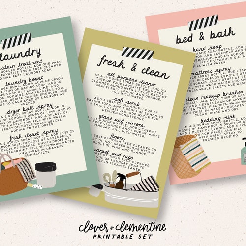 Download Print cleaning DIY Recipe Card and - Etsy