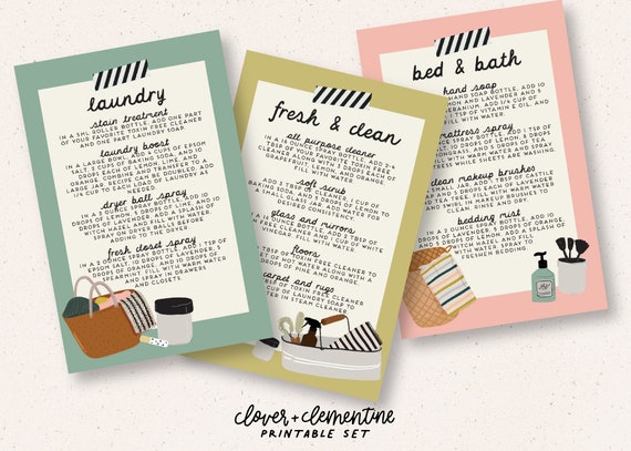 Download Print cleaning DIY Recipe Card and - Etsy
