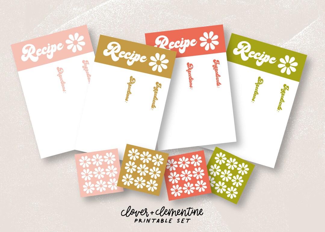 Download + Print | Vintage Retro Recipe and Sample Card | Stickers ...