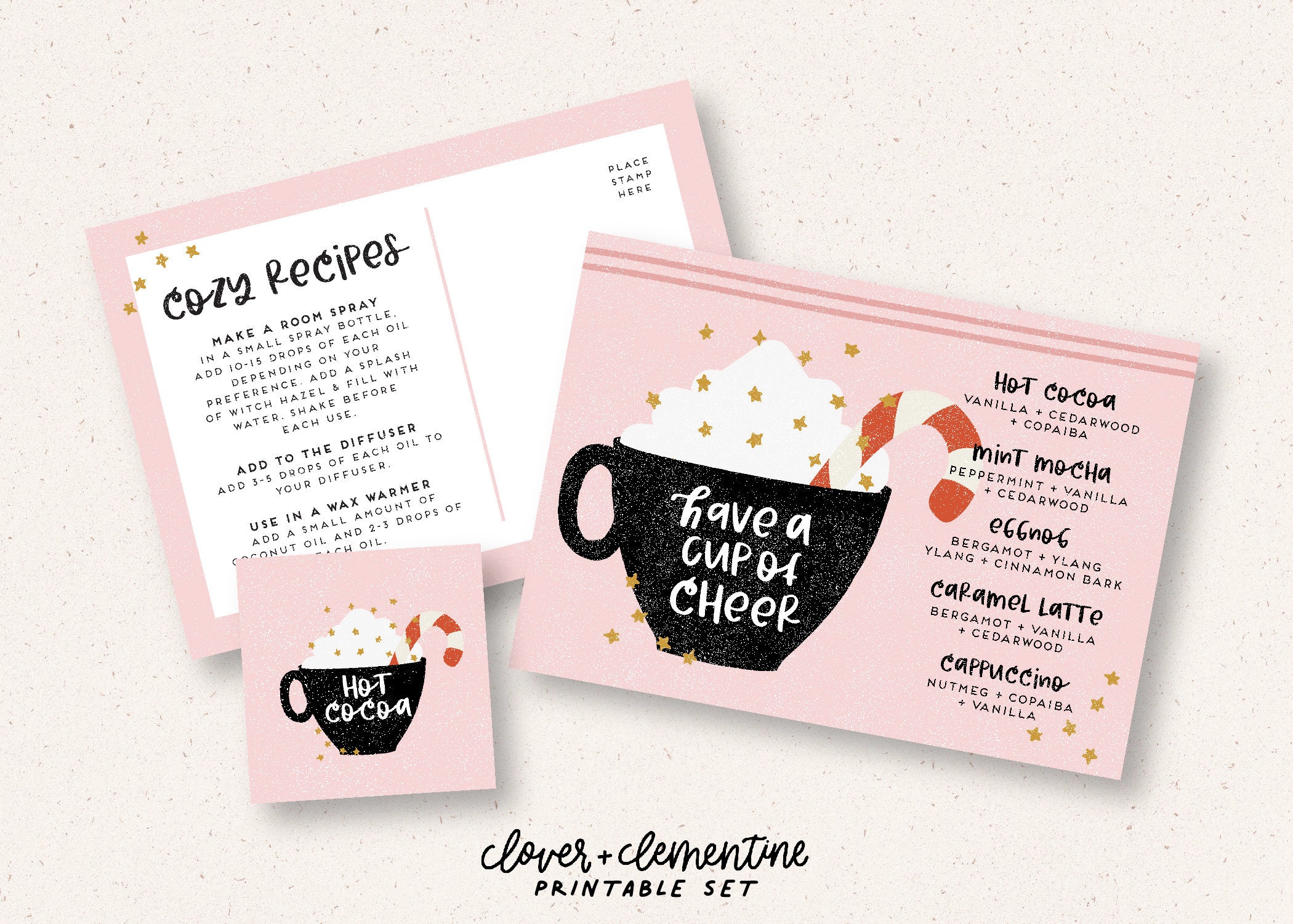 Download Print cup of Cheer Postcard and Label - Etsy