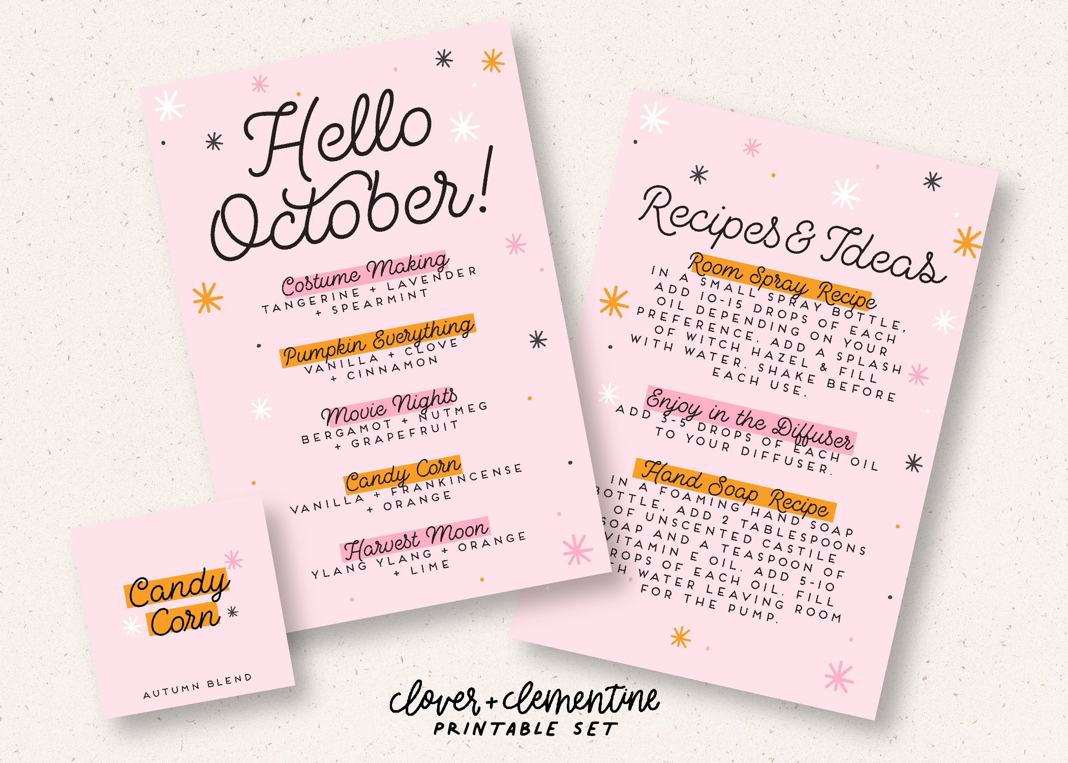 Download Print hello October Diffuser Blends | Etsy