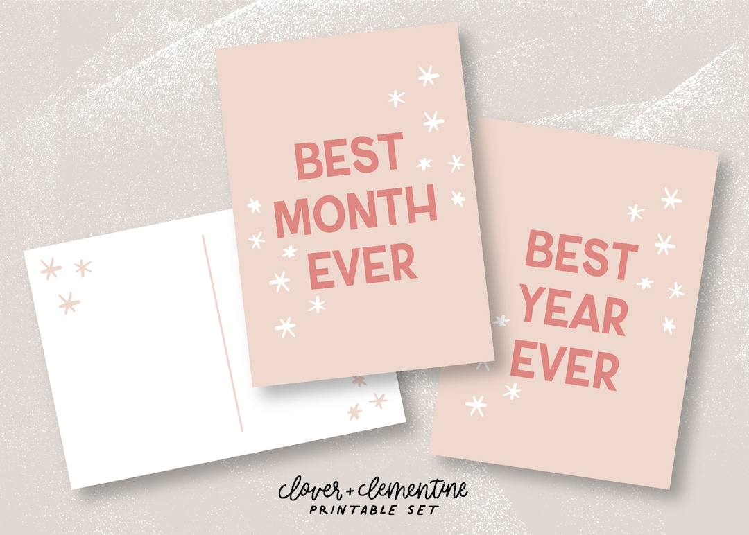 Download + Print | "best Year Ever" and "best Month Ever" Postcard - Etsy
