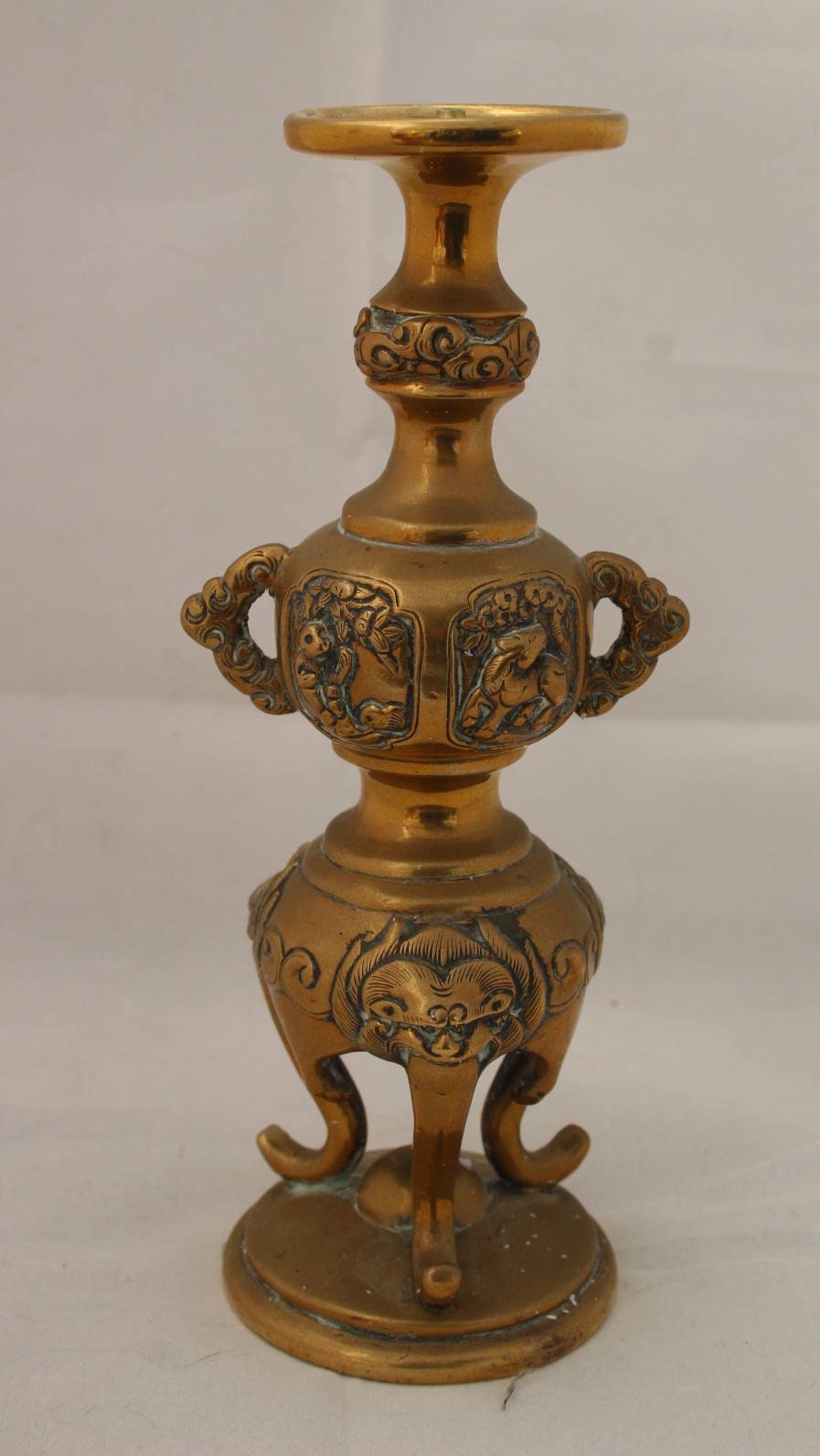 Unusual Vintage Chinese Brass Candlestick. Vintage Chinese - Etsy