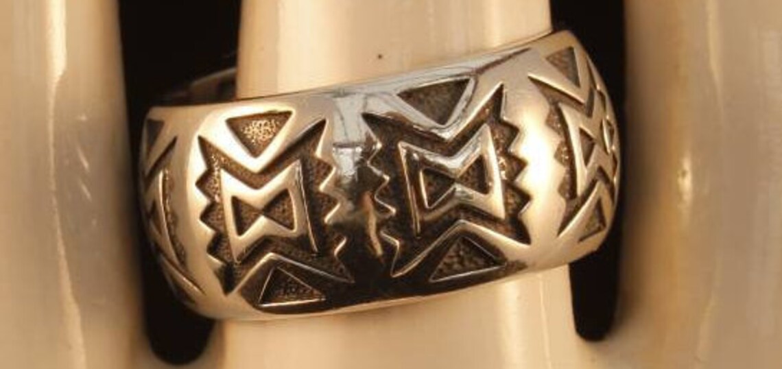 Large Vintage Silver Tribal Mans Ring. Vintage silver ring | Etsy