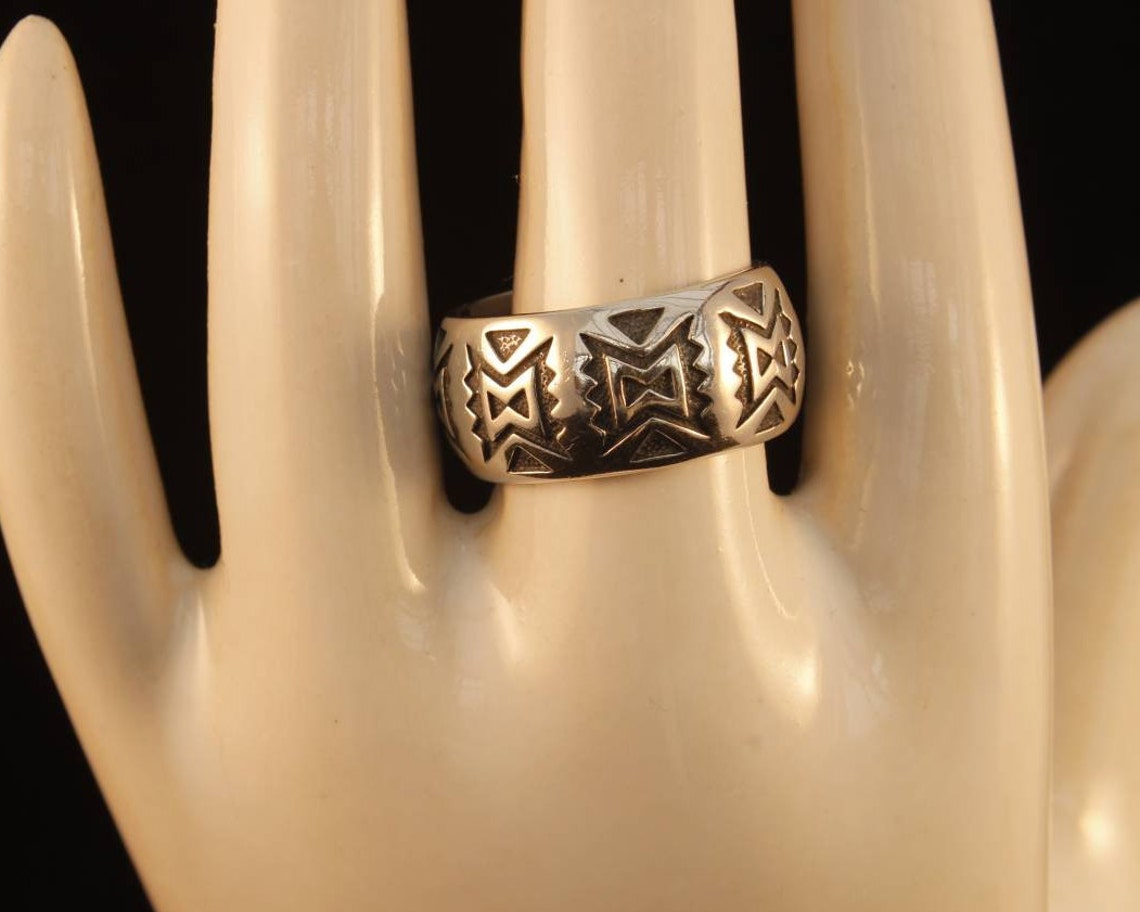 Large Vintage Silver Tribal Mans Ring. Vintage silver ring | Etsy