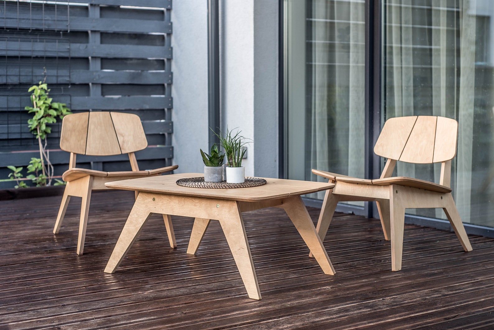 Set of Four Lounge Chairs and Table Colour Honey. for Indoor - Etsy