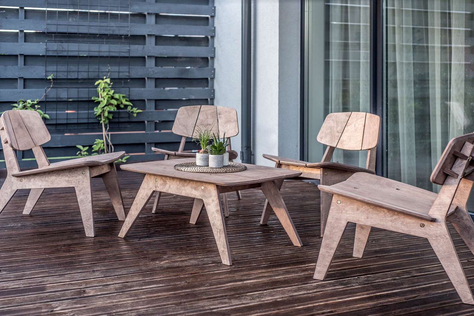 Set of Four Lounge Chairs and Table / Coffee Table Set / - Etsy