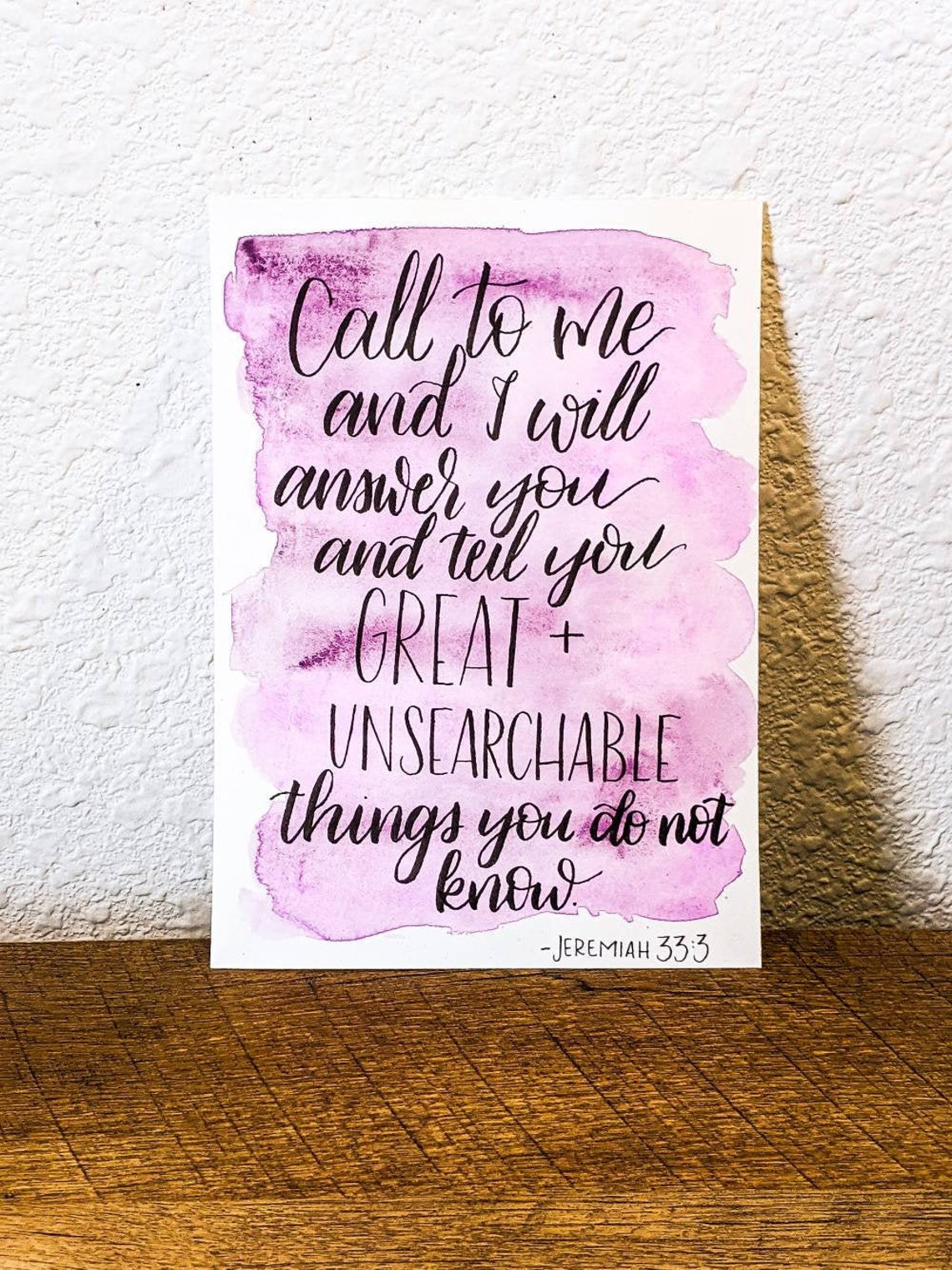 CUSTOM Calligraphy Sign Bible Verse Postcard Watercolor | Etsy