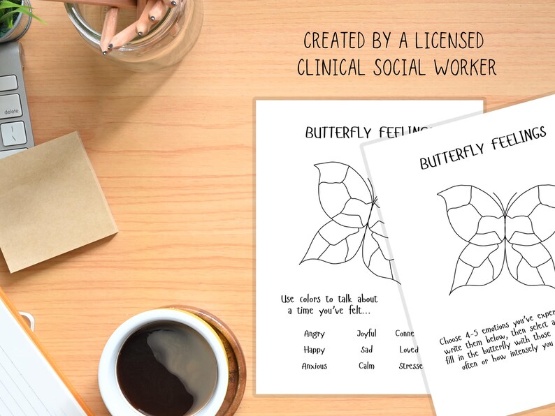 Butterfly Feelings Check-in Worksheet: Kids Mental Health (digital ...