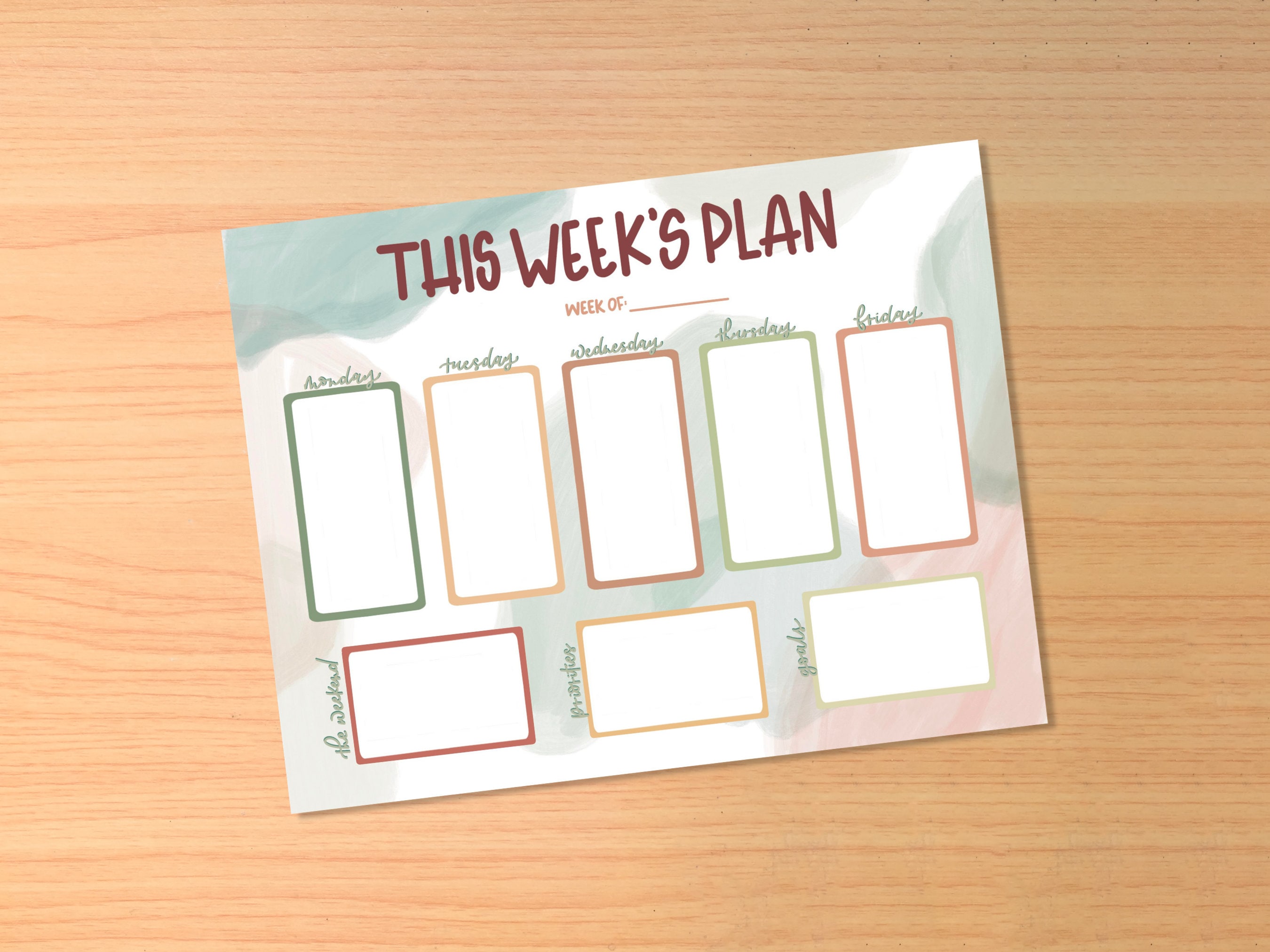 Weekly Planner Printable Undated Weekly Schedule Digital - Etsy