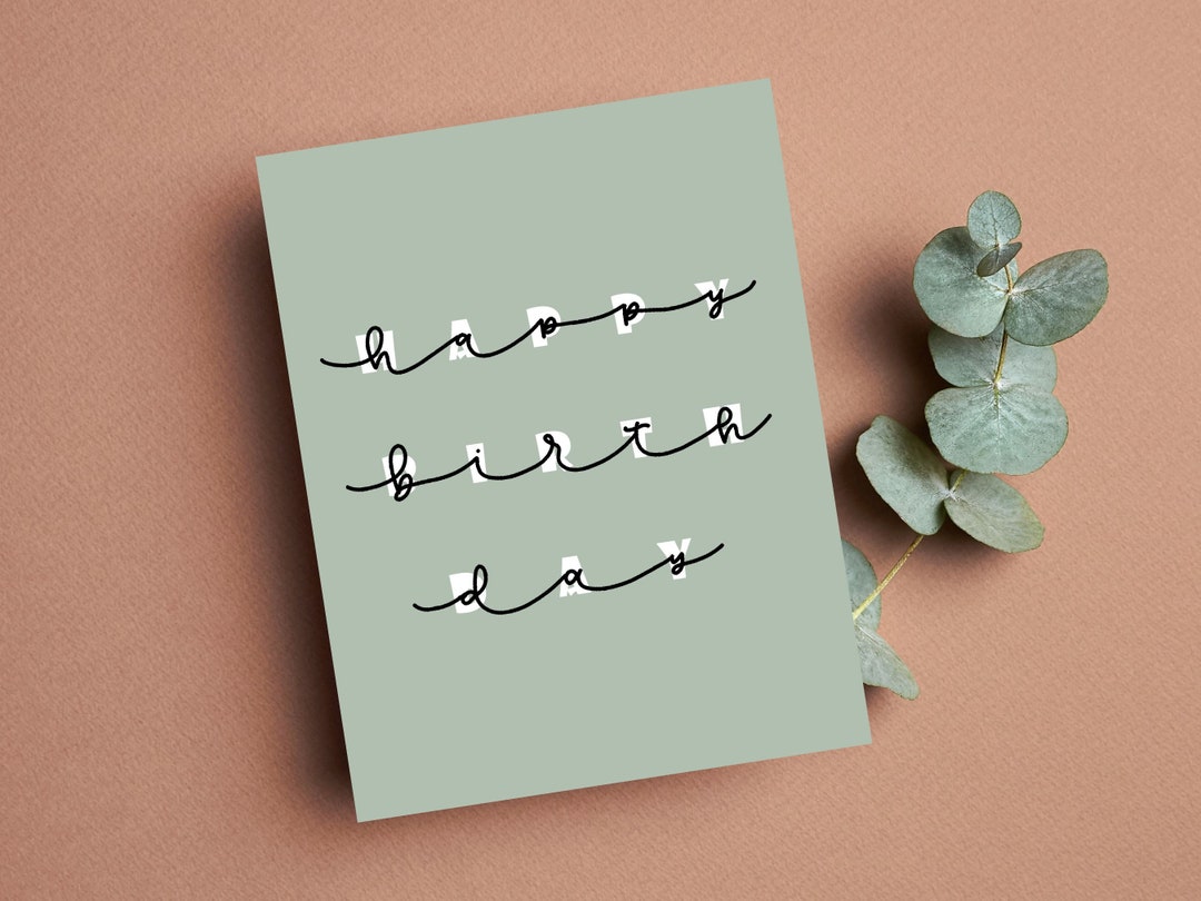 Custom Happy Birthday Card Simple Personalized Calligraphy Birthday ...