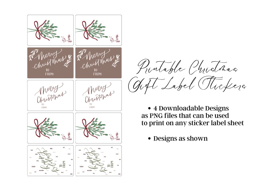 PRINTABLE Christmas Label Sticker Sheets, Digital Download Christmas ...