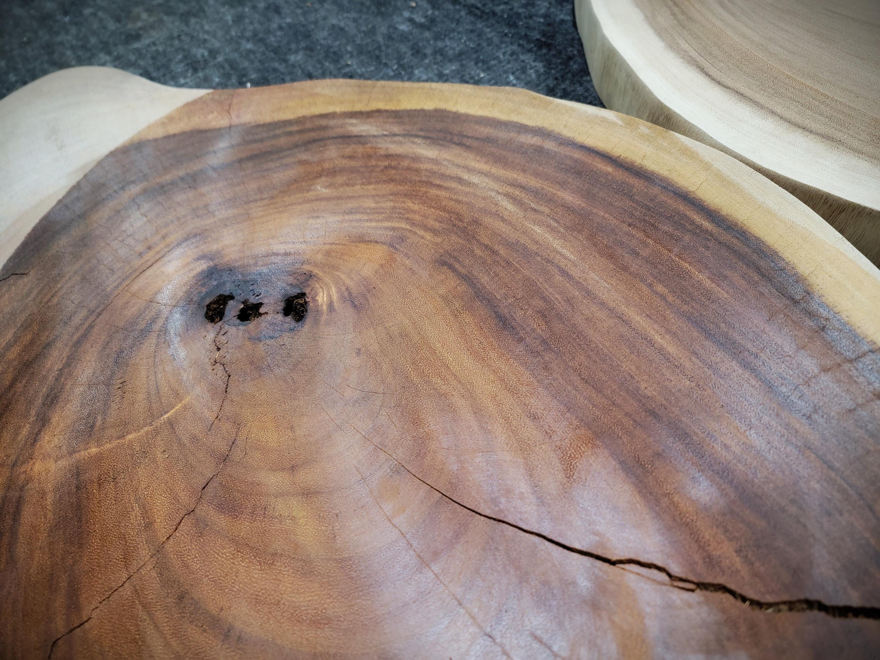 Monkey Pod Live Edge Slab Pair Crosscut Medallions Exotic Wood Lumber ...