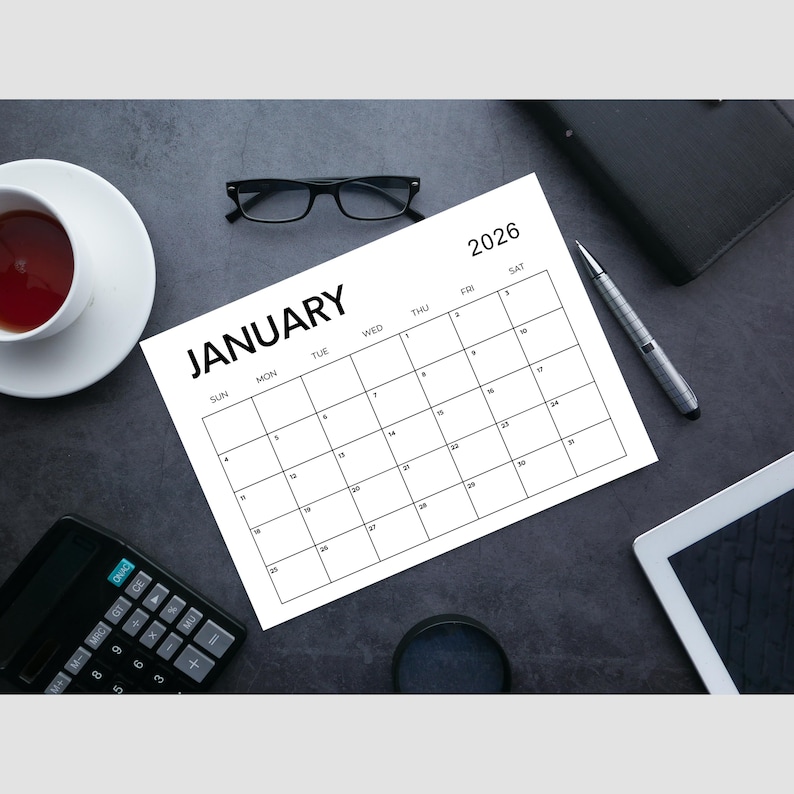 2026 Large Print Calendar | Minimalist Monthly Planner (PDF) - Etsy UK