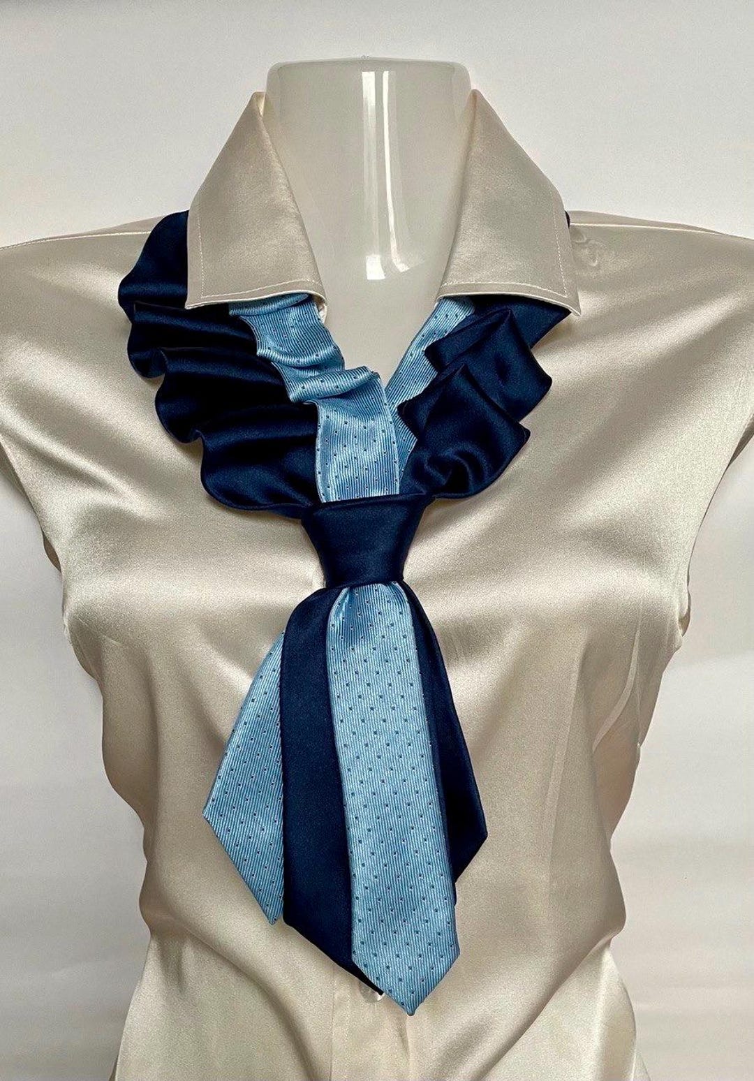 Blue Ruffle Necktie Necklace | Handmade Polyester Cravat - Etsy