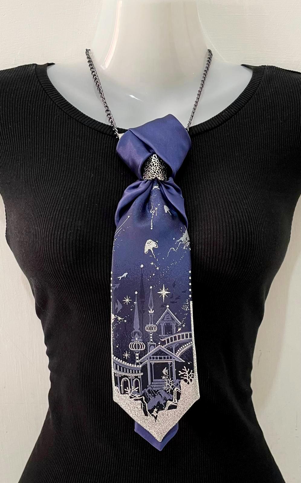 Anime Necklace Tie | Japanese Gothic Cravat, Midnight Blue - Etsy