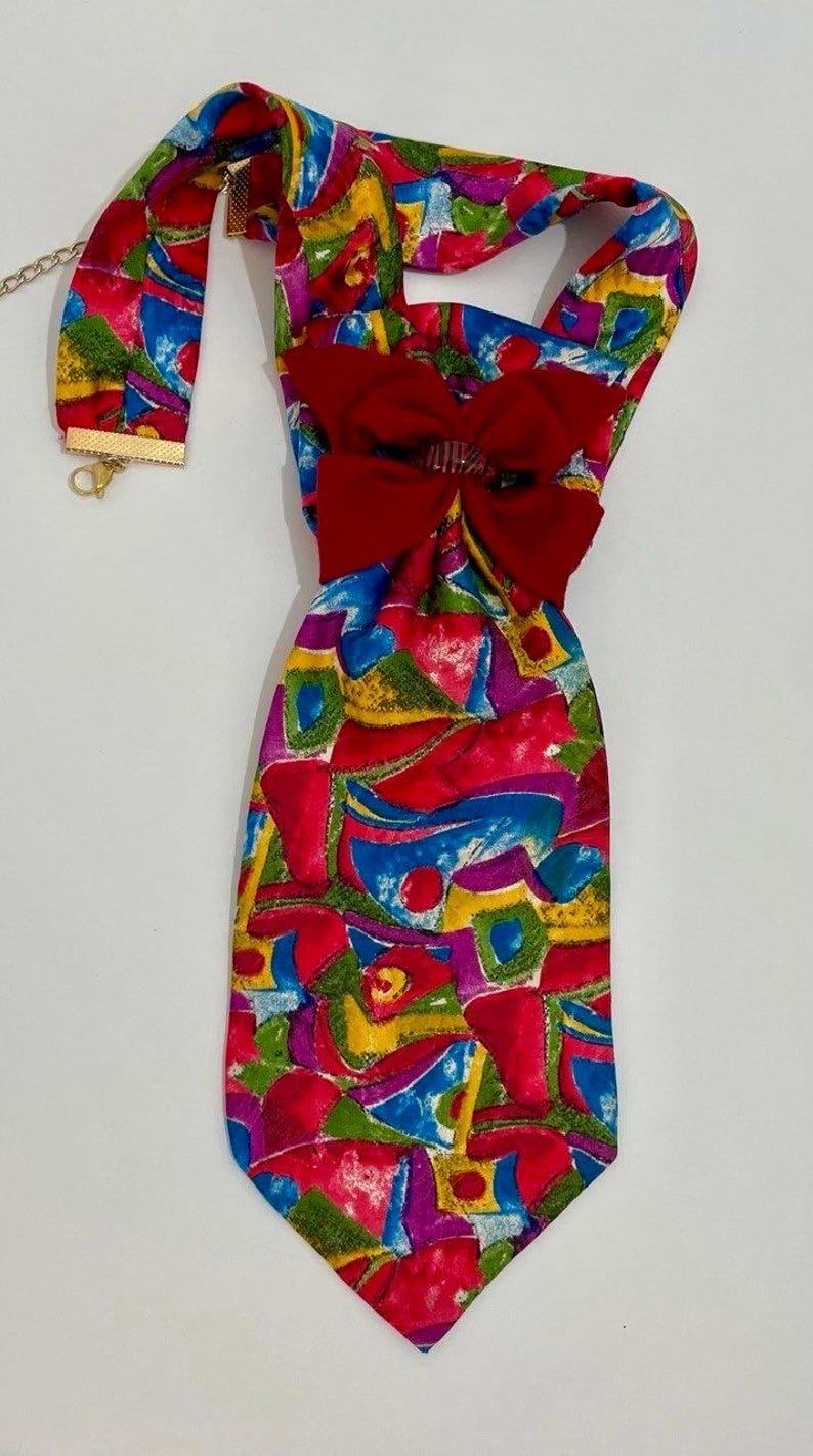 Colorful Silk Statement Tie Necklace – Handmade Art Cravat With Bow ...