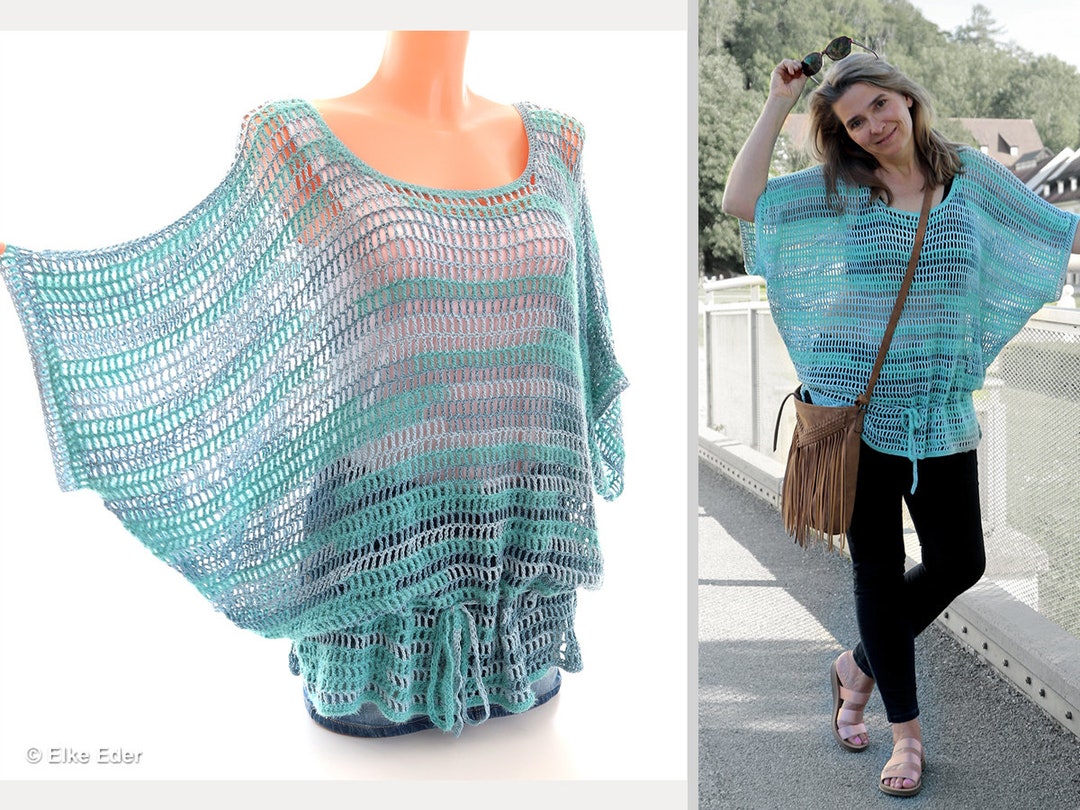 Crochet Pattern for Batwing Sweater, Tunic "turquoise" - Language ...