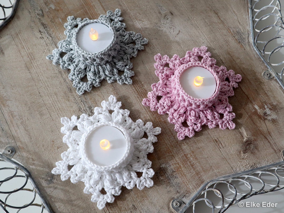 Crochet Pattern Tealight Holder "let It Snow" - Language: English ...