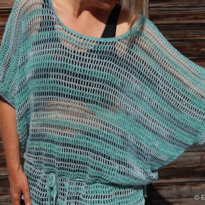 Crochet Pattern Batwing Sleeves Sweater “turquoise” - Languages ...
