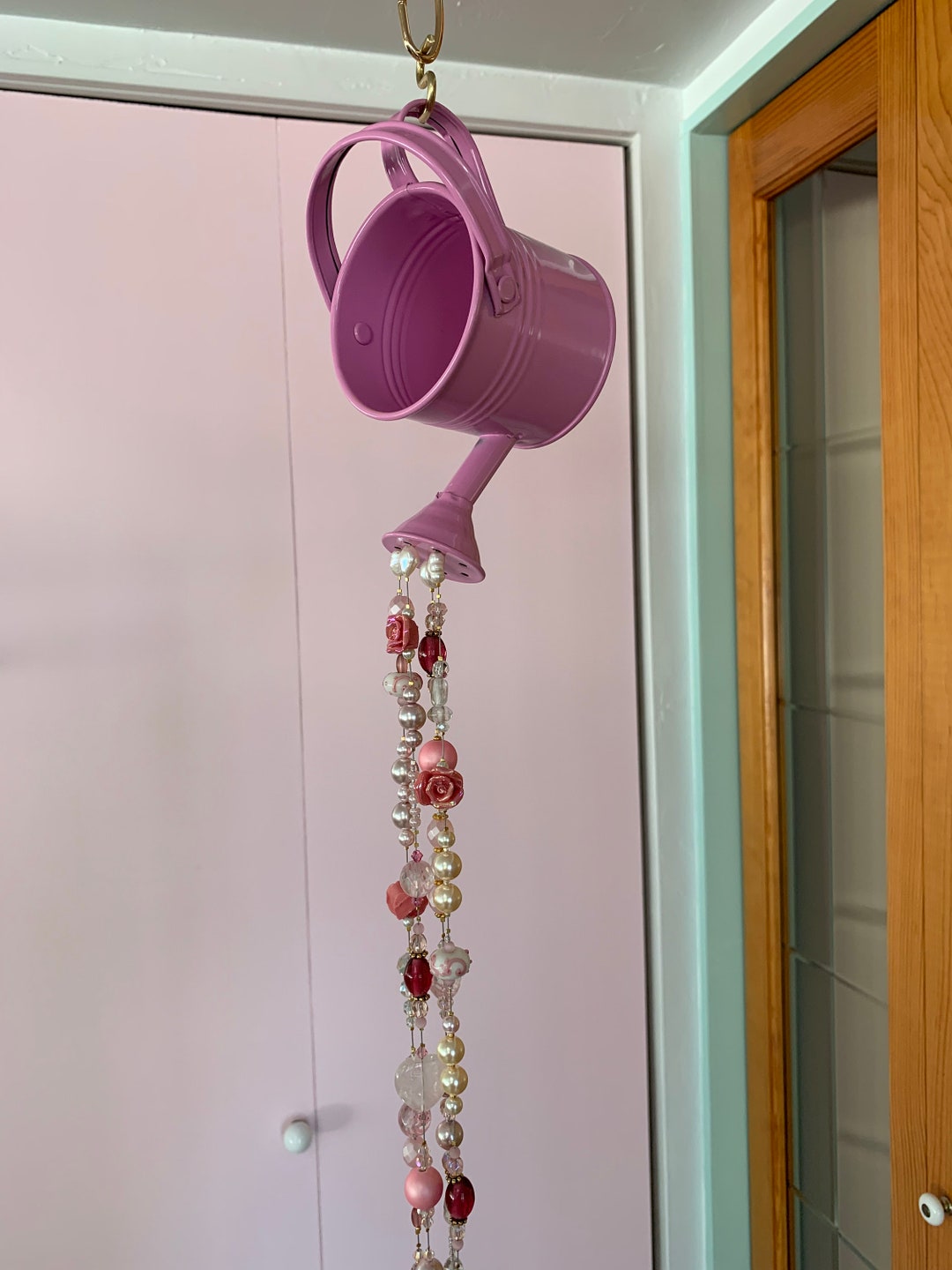 Pink Crystal Watering Can Handmade Sun Catcher Garden Decor - Etsy