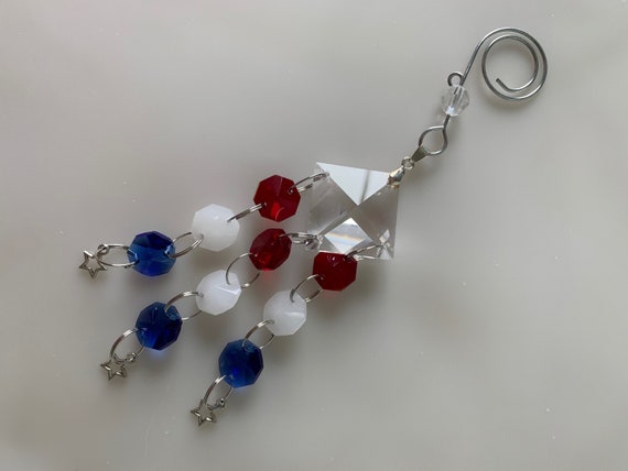 USA Patriotic Sun Catcher Red White and Blue Sun Catcher - Etsy