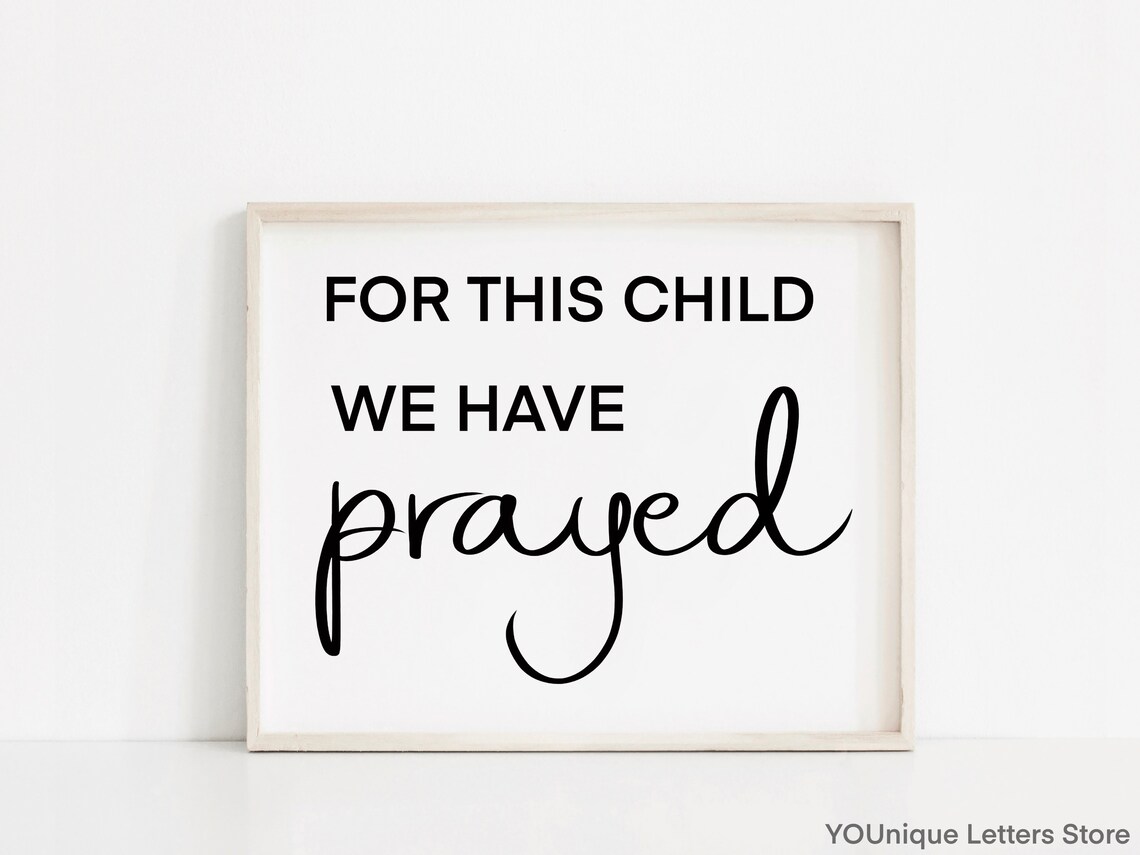 For this child we have prayed printable sign nursery bible - Etsy France