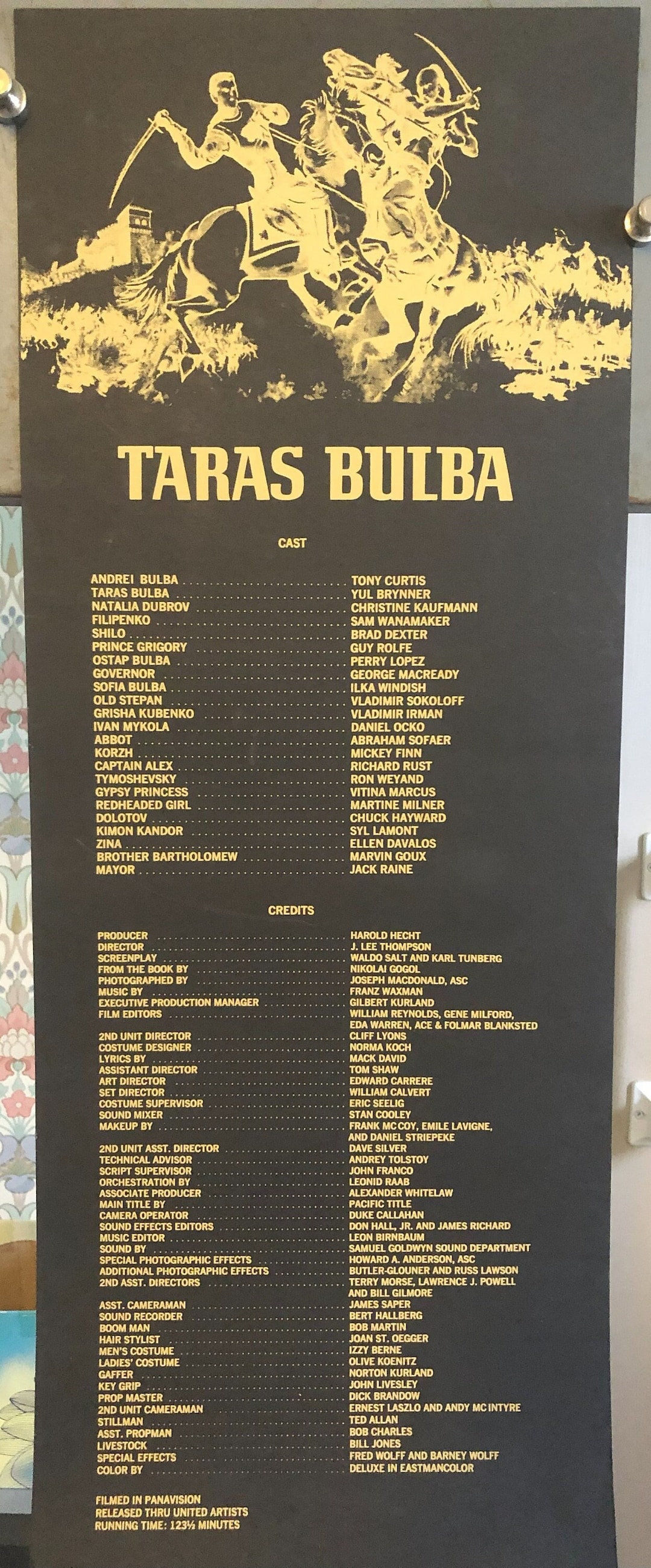 1962 Taras Bulba Movie Poster - Etsy
