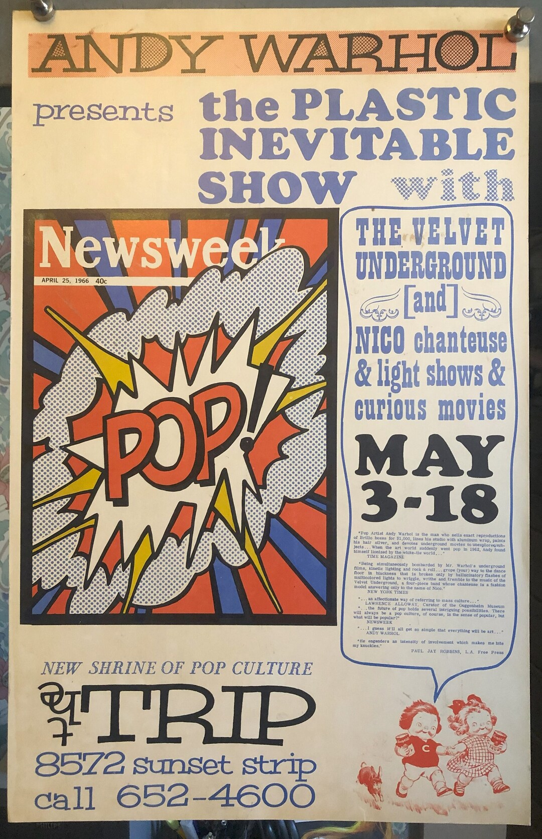 Andy Warhol 1966 Plastic Inevitable Show Poster - Yellowed - Etsy