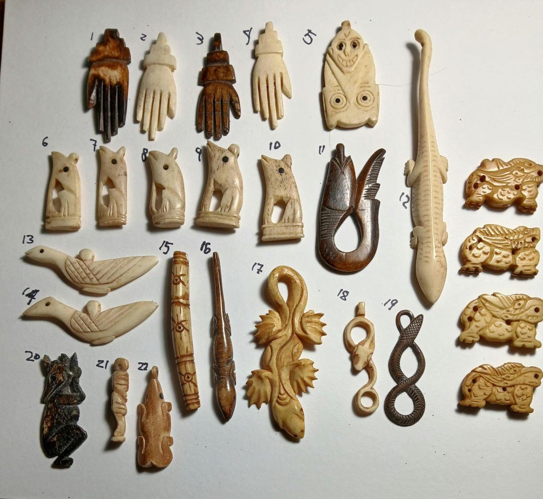 Vintage Indonesian Water Buffalo Bone Carvings (bali) - Etsy