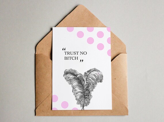 Postcard Trust No Bitch Le Style Sans Moi Card Gift | Etsy