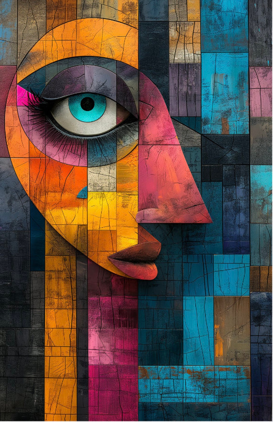 Vibrant Eclectic Woman Profile Gallery Art Style Print, Instant ...