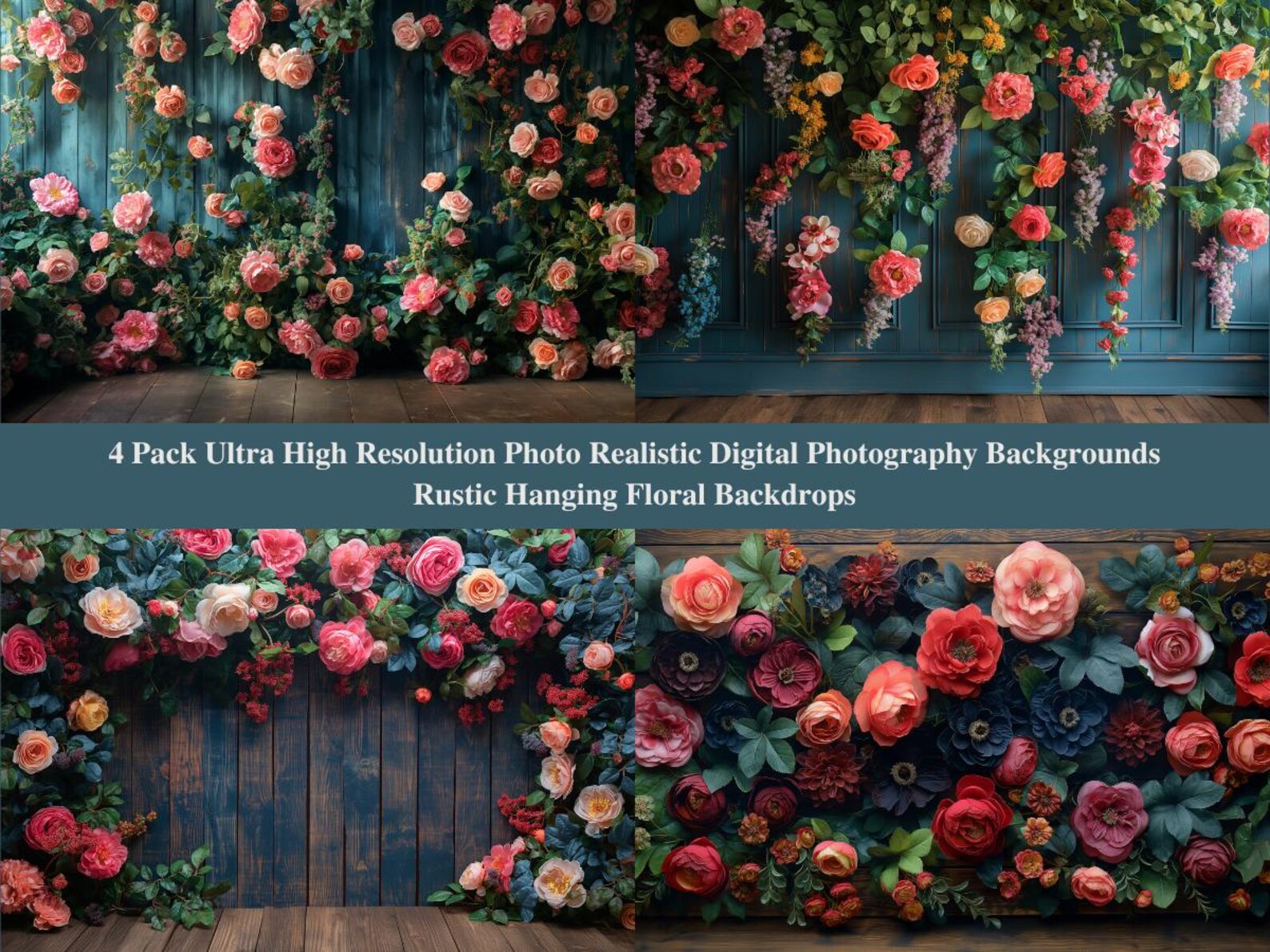 Digital Backgrounds 4 High Resolution Ultra Realistic Rustic Hanging ...