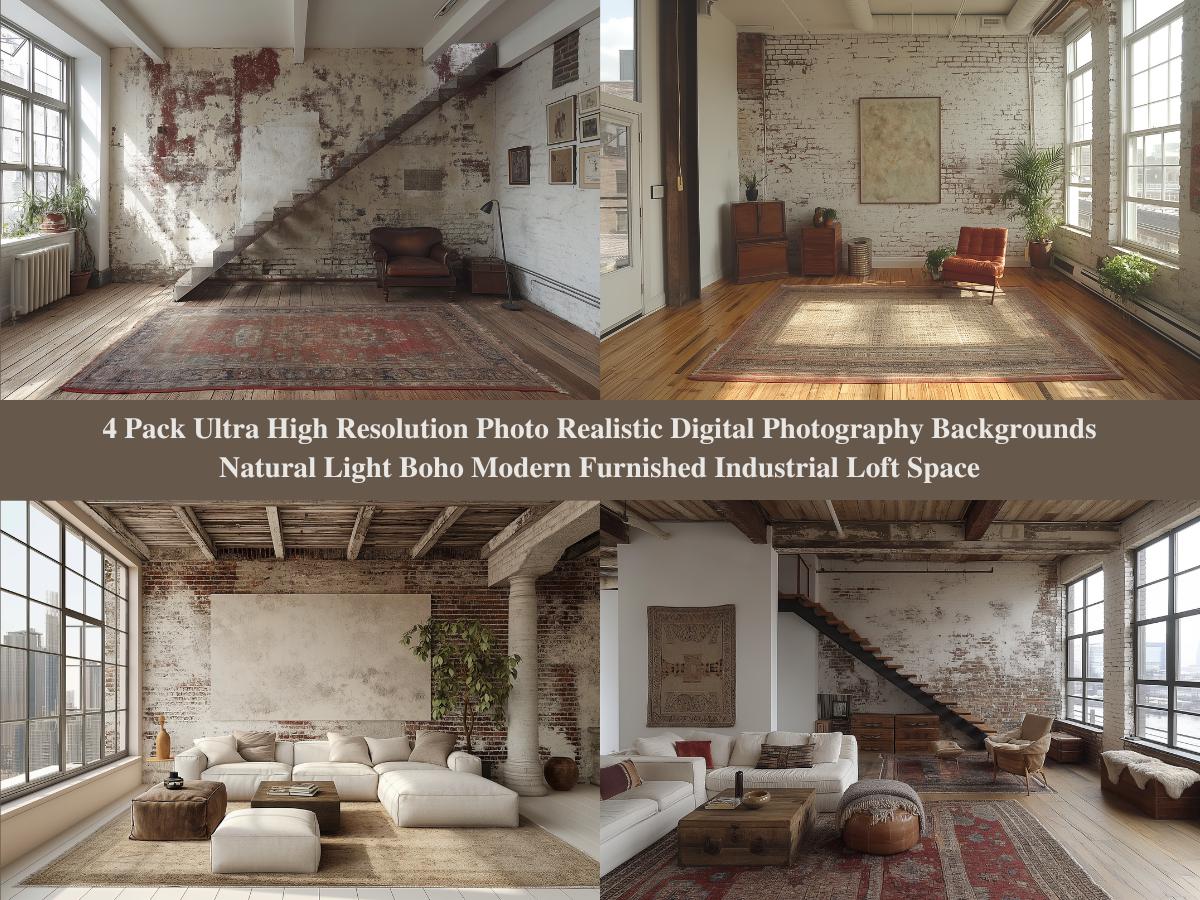 Digital Backgrounds 4 High Resolution Ultra Realistic Modern Boho ...