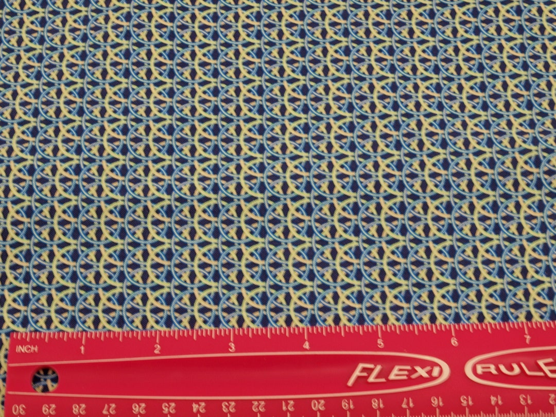 Blue and Yellow Geometric Fabric, Fabric by the Yard, Quilting Fabric ...