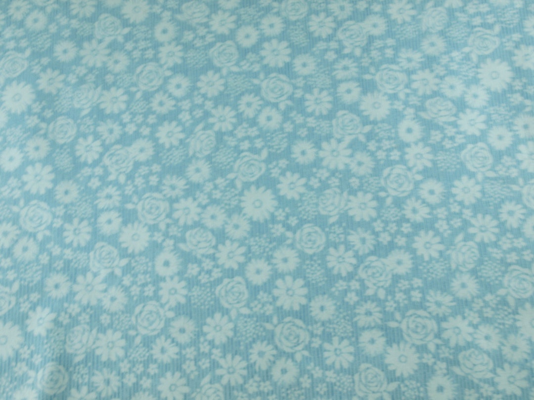 Light Blue Fabric, Flower Fabric, Fabric by the Yard, Quilting Fabric ...